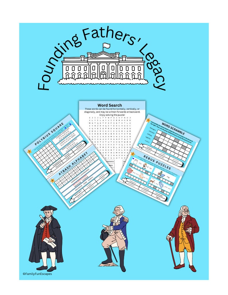 Founding Fathers Legacy Mini Escape Game | 4 Puzzles, Maze | Ages 7 ...