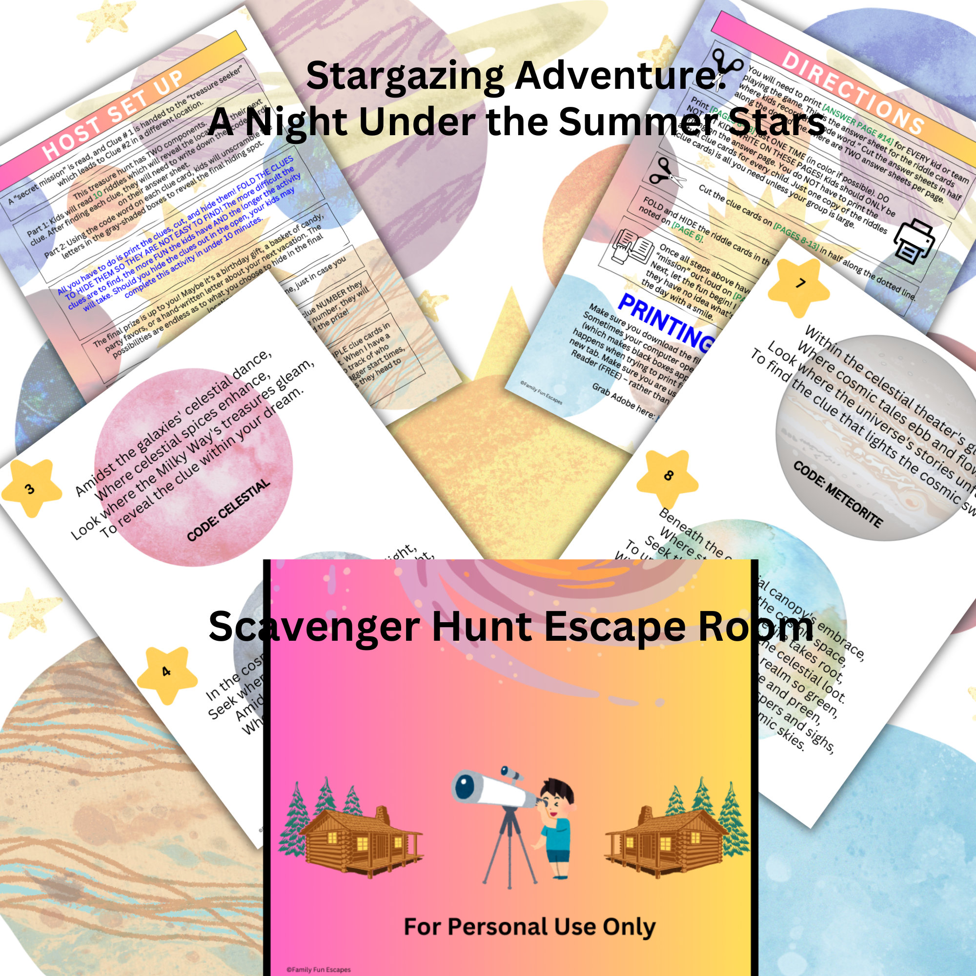 Stargazing Adventure: A Night Under the Summer Stars Scavenger Hunt - Etsy