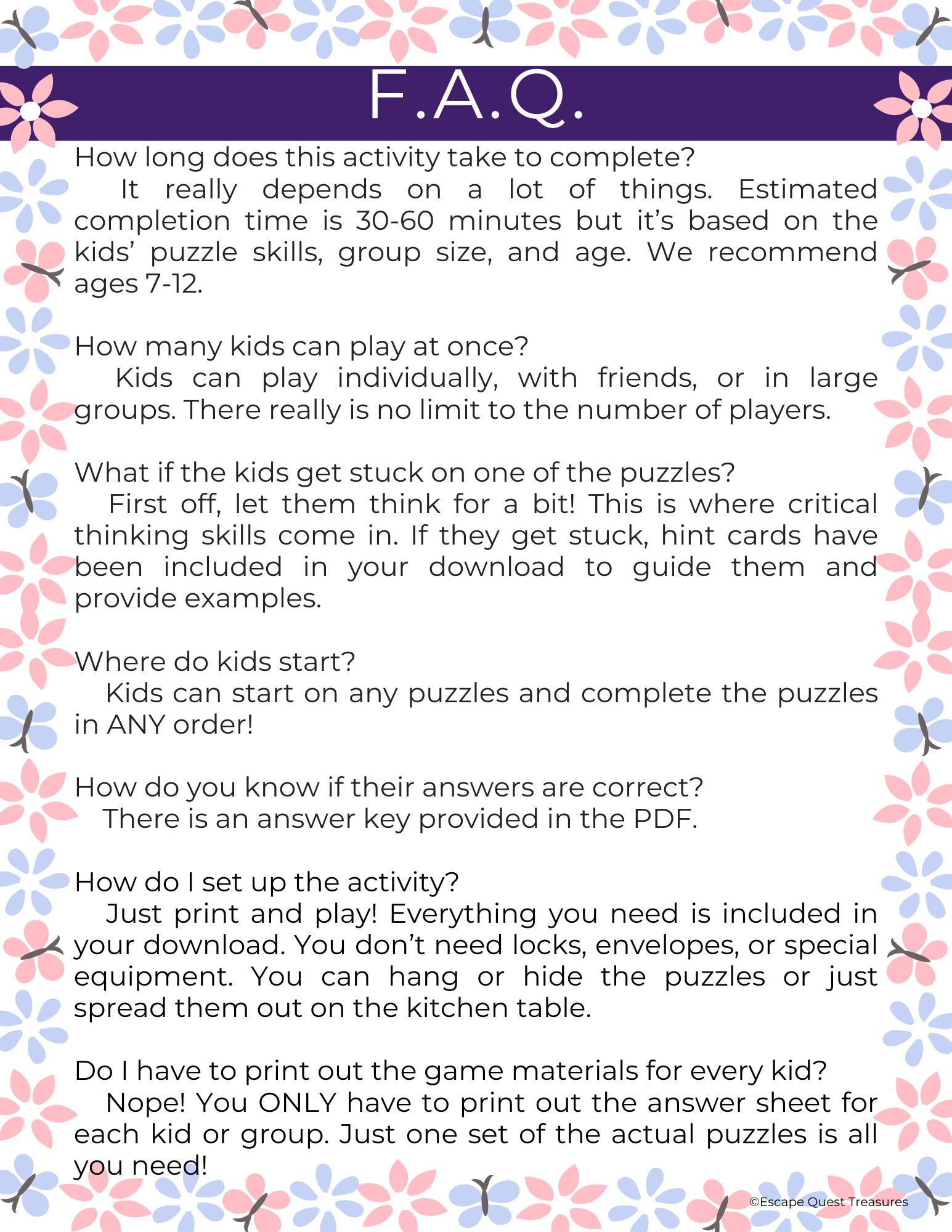 Butterfly Garden Escape Game: Printable Puzzles & Riddles (PDF Download ...