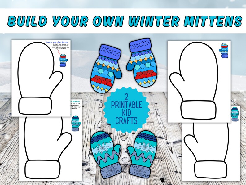 Winter Mittens Craft: DIY Cut & Assemble Activity (digital Download) - Etsy