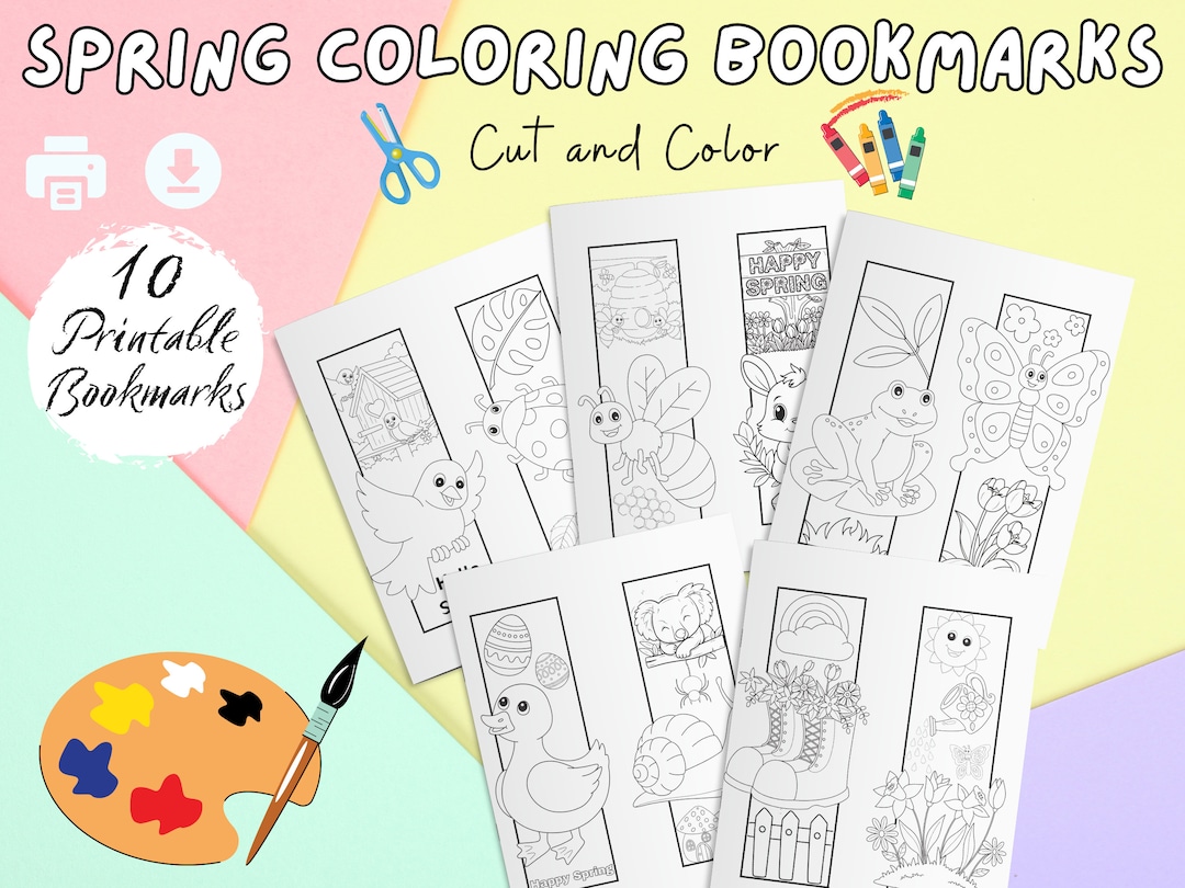 Spring Coloring Bookmarks: 10 Unique Spring Designs (printable) - Etsy