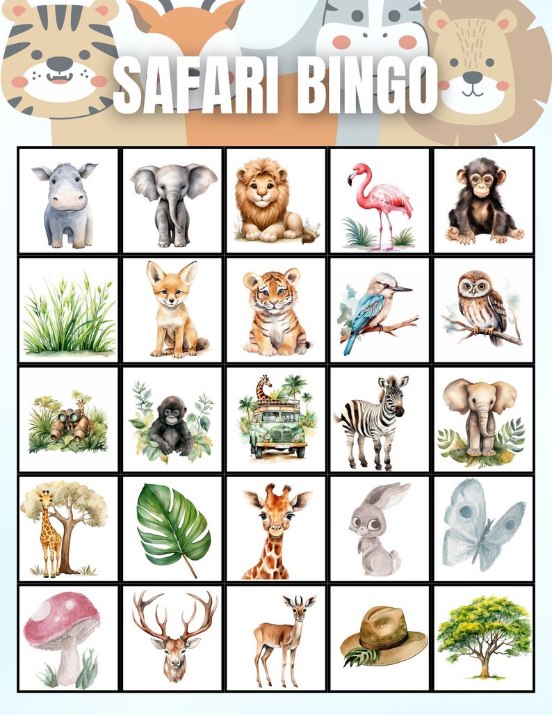 Safari Bingo Printable Game | Fun Animal-themed Bingo for Classroom ...