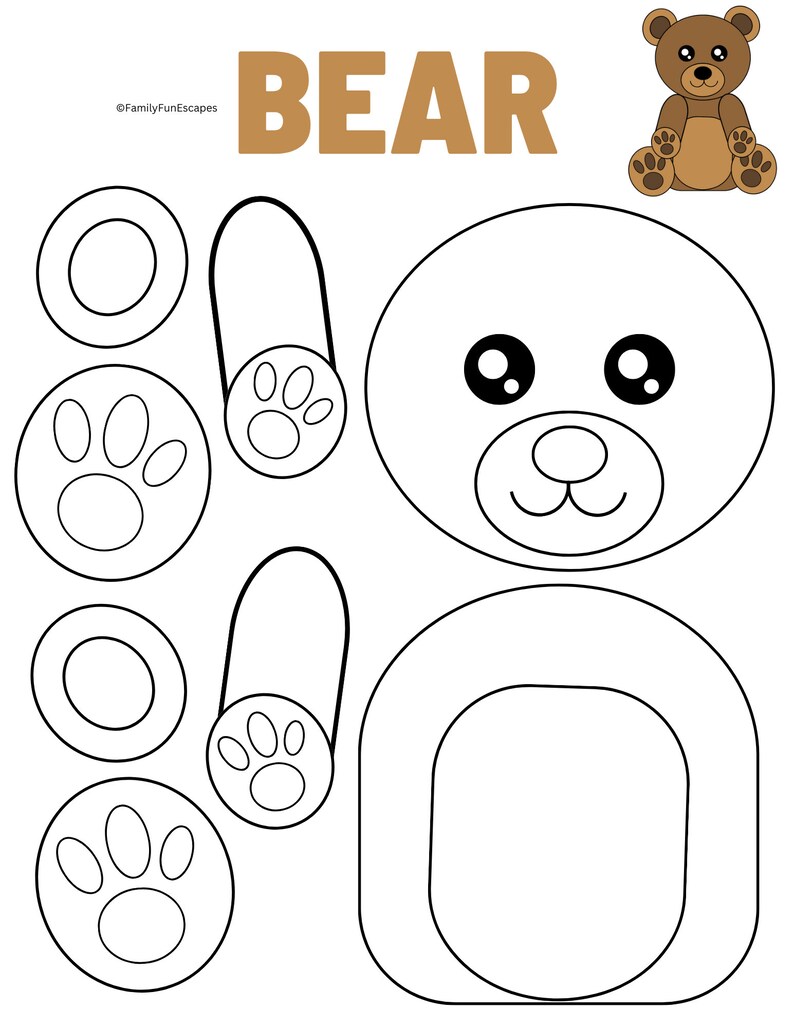 Animal Color, Cut, and Paste Craft: Kids Printable Activity (digital ...