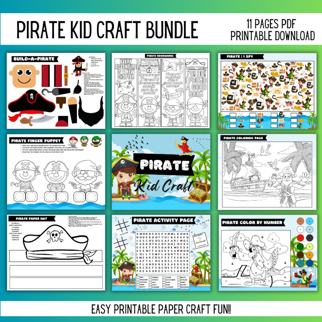 Pirate Kid Craft Bundle | Printable Games & Activities | Build a Pirate ...