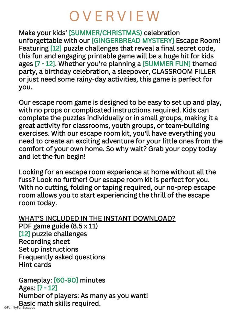 The Gingerbread House Mystery Escape Game | Ages 7+ | 12 Puzzles | 60 ...