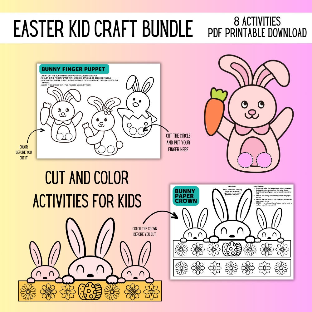 Easter Kid Crafts | Color and Cut Activities | Easter Bookmarks to ...