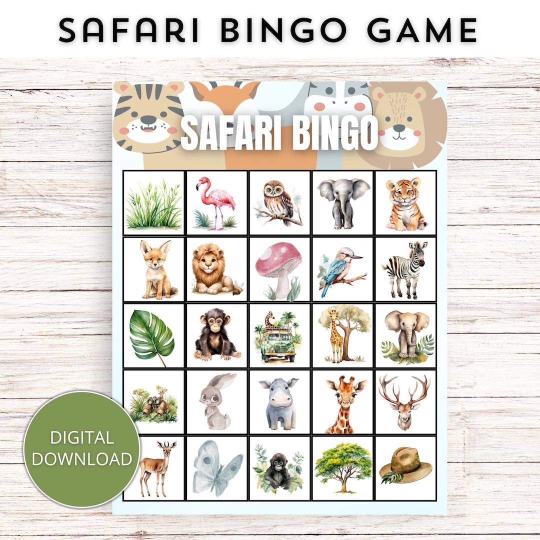 Safari Animal Bingo Printable Game: Classroom Party Fun (instant ...