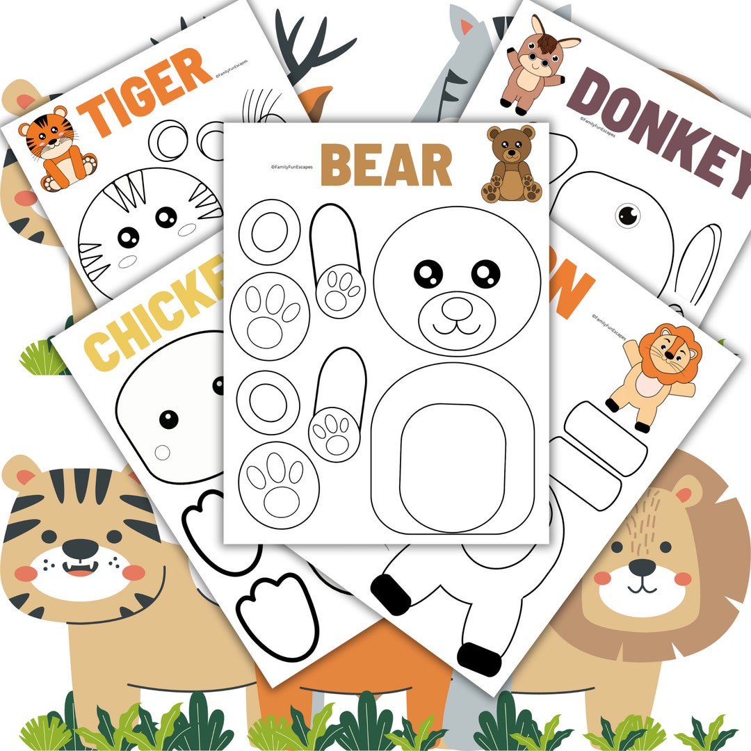 Color Cut and Paste Animals - Etsy