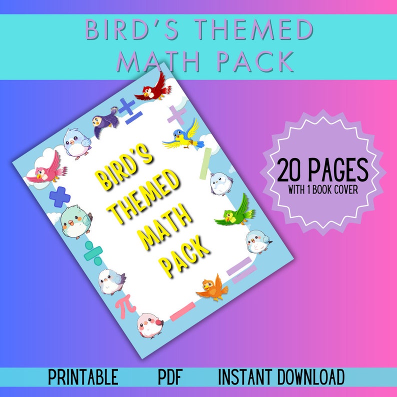 Bird Math Activity Pack: Printable Math Worksheets (digital Download ...