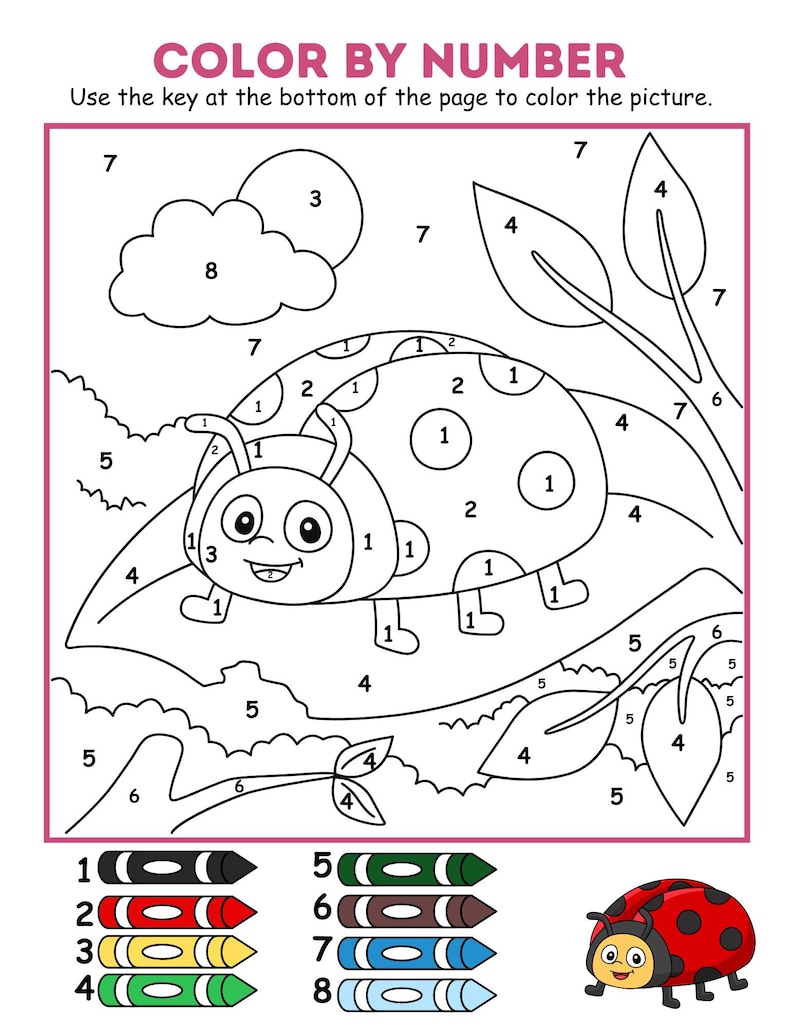 Dibujos de primavera para colorear por números: páginas para colorear ...