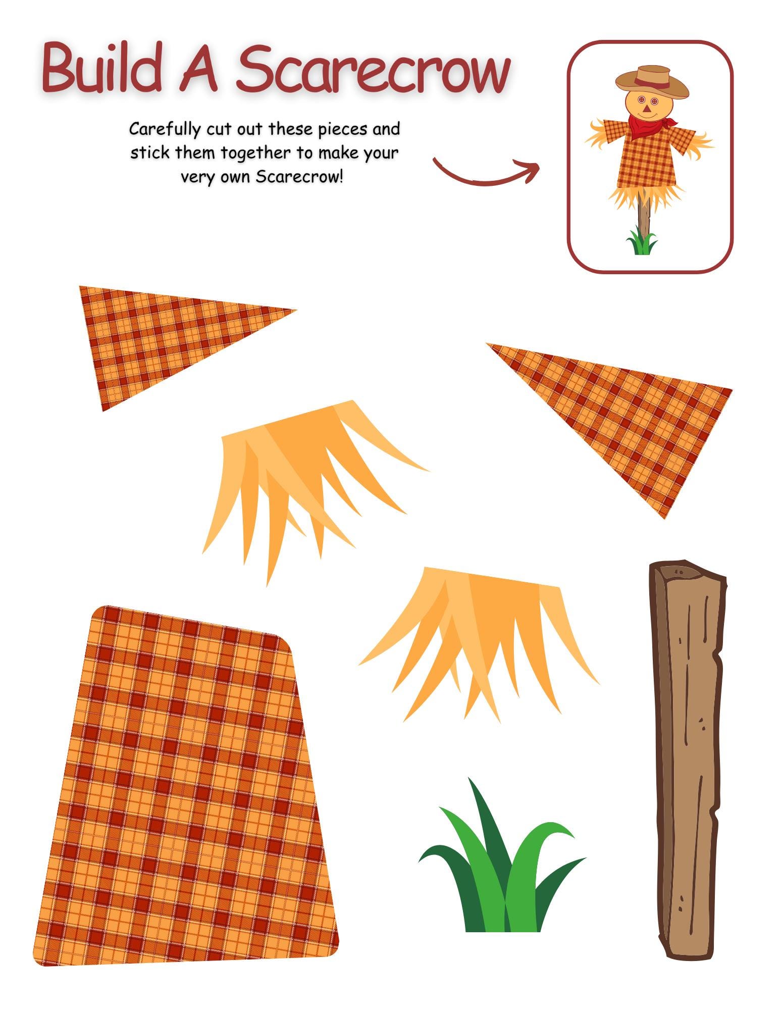 Build a Scarecrow Craft | Digital Download | Fun DIY Cut and Assemble ...