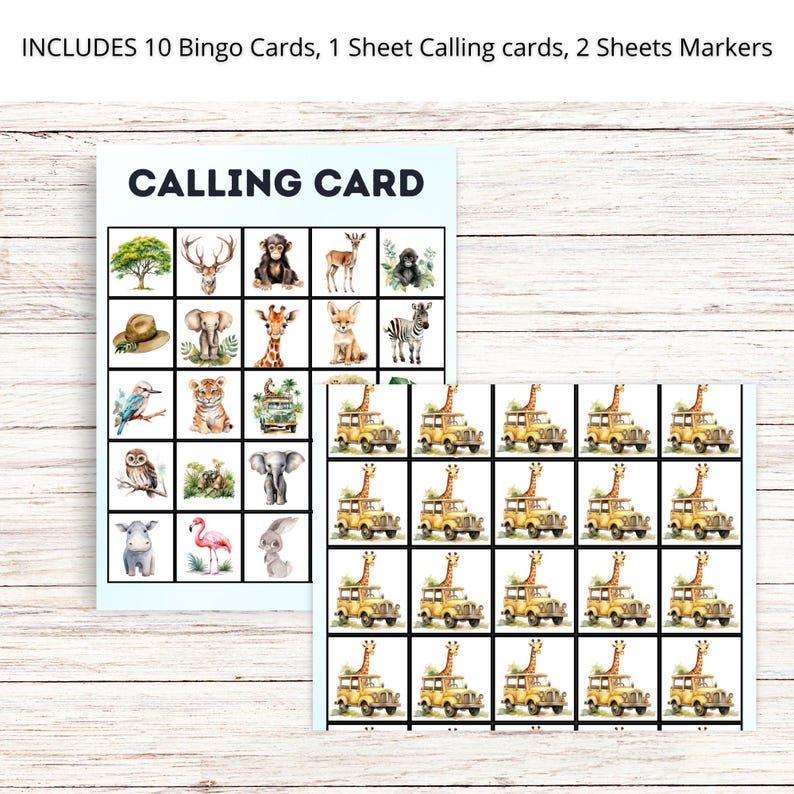 Safari Animal Bingo Printable Game: Classroom Party Fun (instant ...