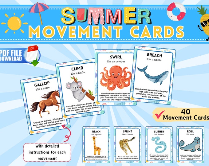 PHYSICAL COPY: Fitness Bundle Kids Exercises Flash Cards Yoga ...