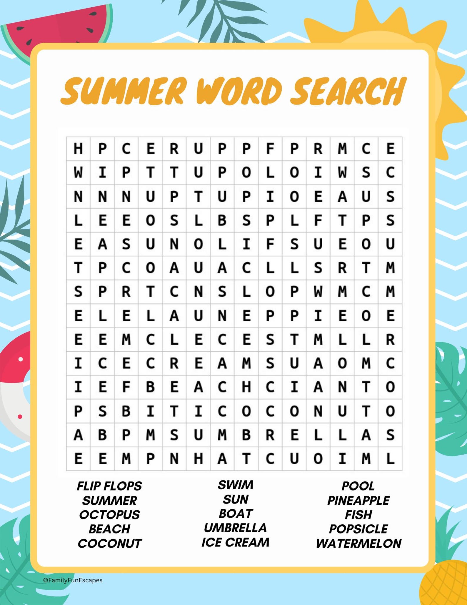Summer Word Games for Kids: Printable Word Search & Maze (PDF) - Etsy