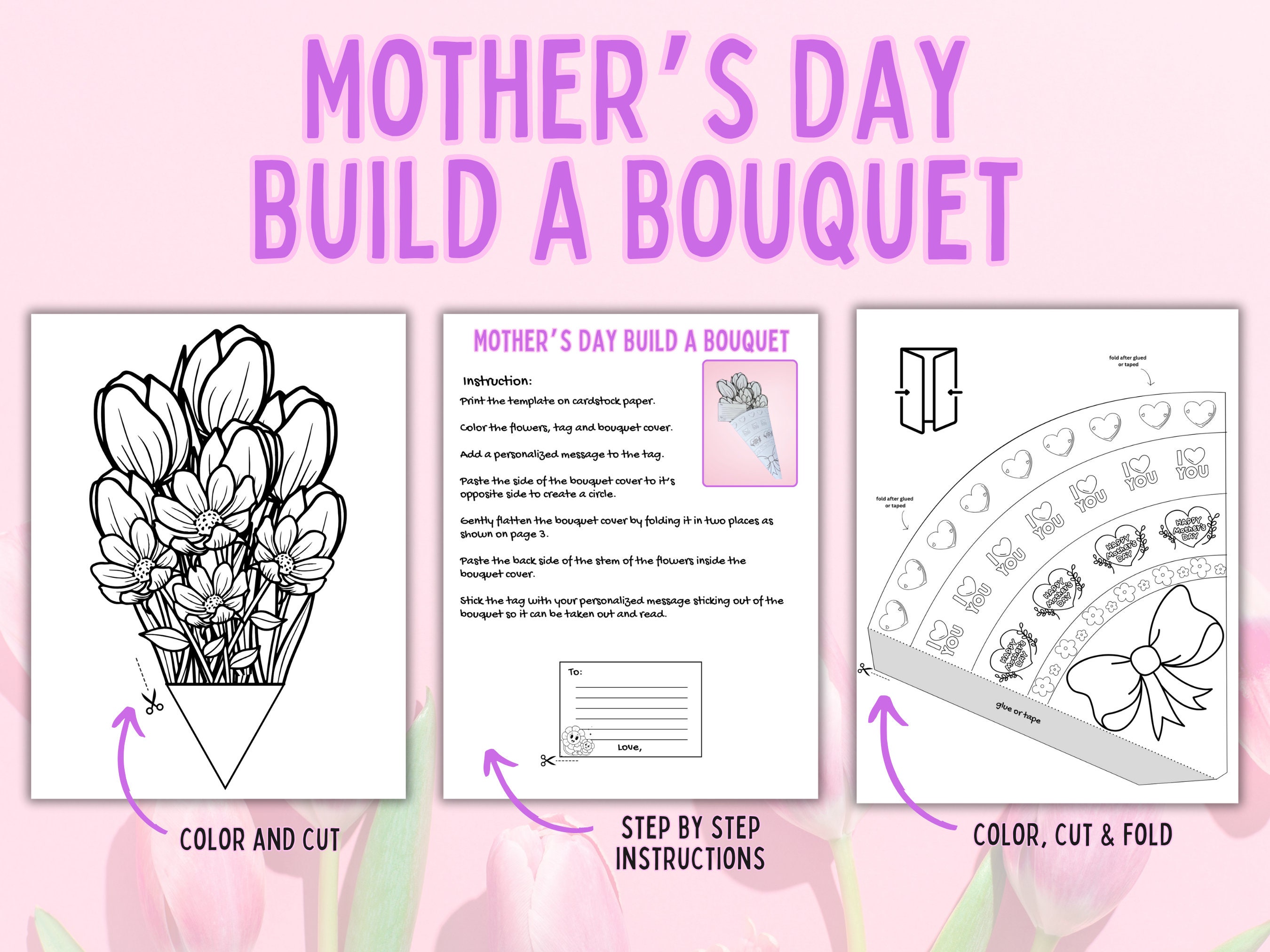 Mother's Day Build-a-bouquet | Printable Flower Craft | Digital ...