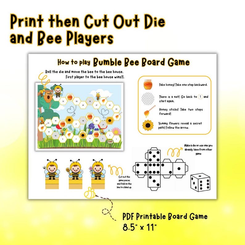 Bumble Bee Board Game for Kids | Preschool and Early Elementary ...