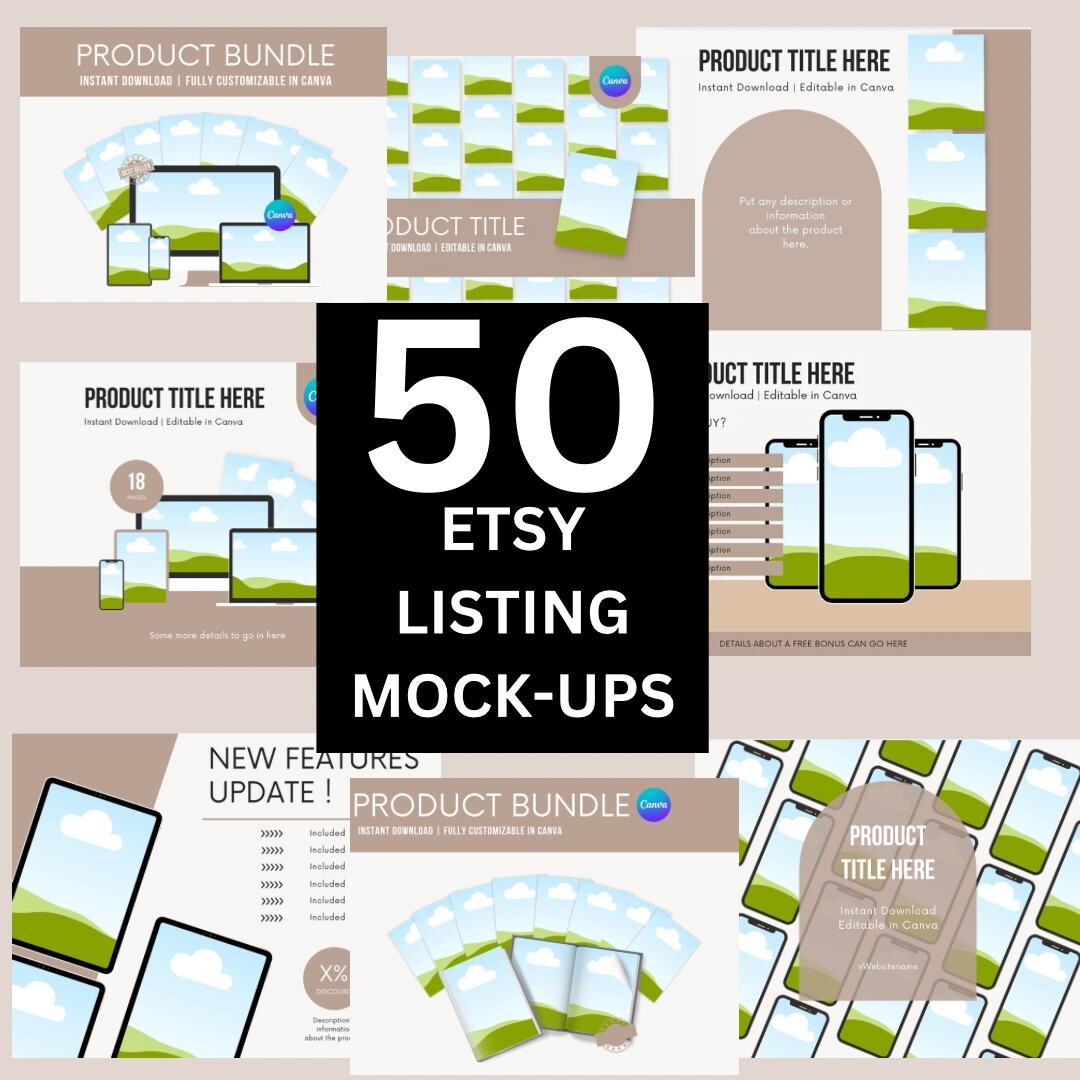 50 Etsy Listing Mockups: Editable Canva Templates (digital Download) - Etsy