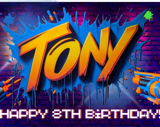 Nerf Paintball Birthday Backdrop - Etsy