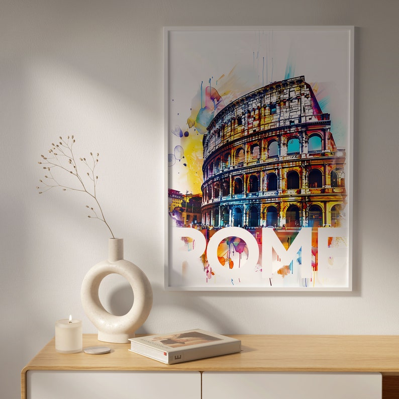 Digital Download Poster Design of the Colosseum in Rome in a Graffiti ...
