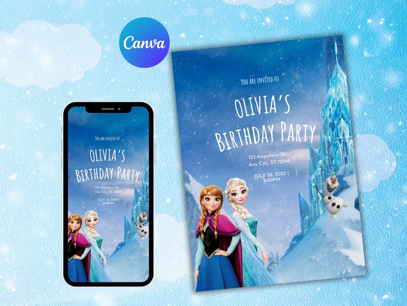 Frozen Birthday Invitation, Elsa and Anna Invite, Frozen, Frozen 2, E ...
