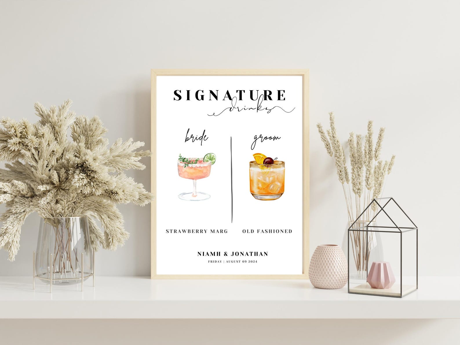 Signature Drinks Signage, Wedding Signage, Bar Menu Template, Modern ...