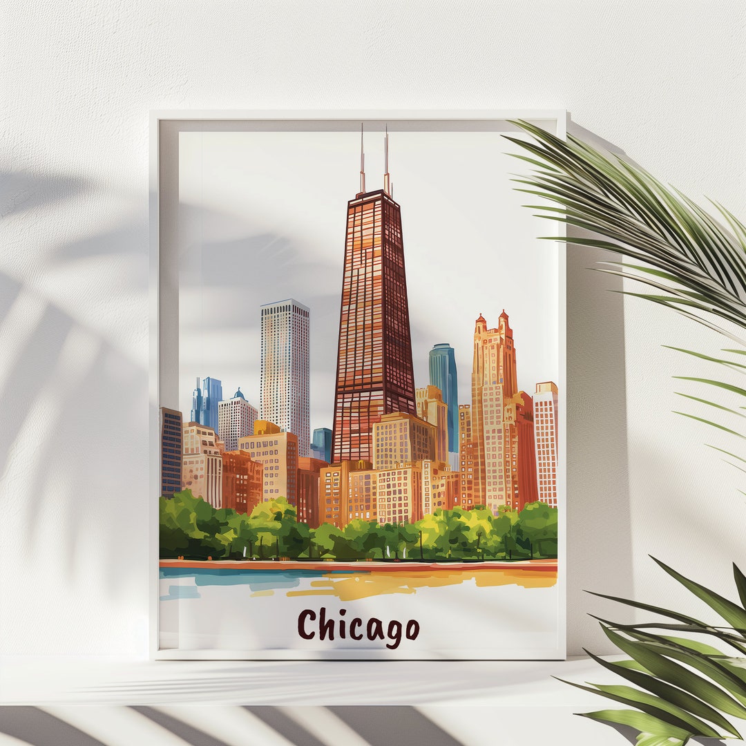 Printable Chicago Cityscape Poster: Travel Wall Art (digital Download ...
