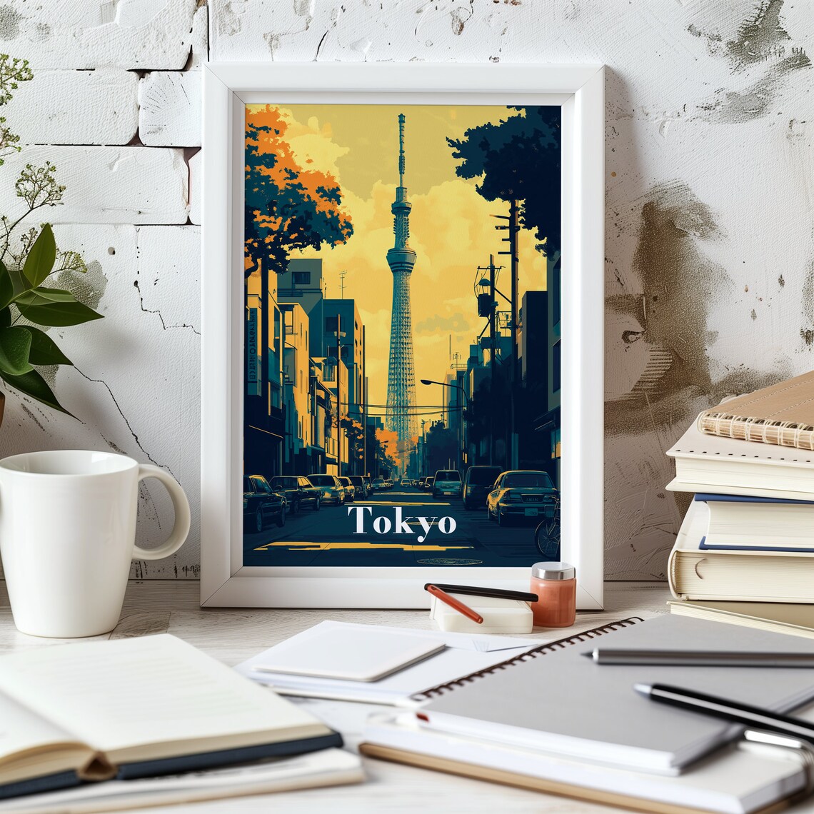 Tokyo Skytree Art Print: Japan Travel Poster, Sunset Cityscape (digital ...