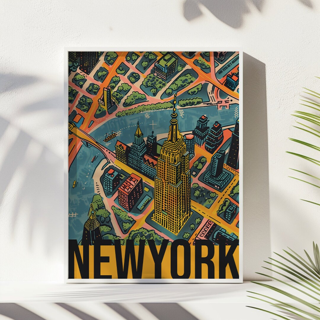Empire State Building Pop Art Print Travel Gift, Printable City Poster ...