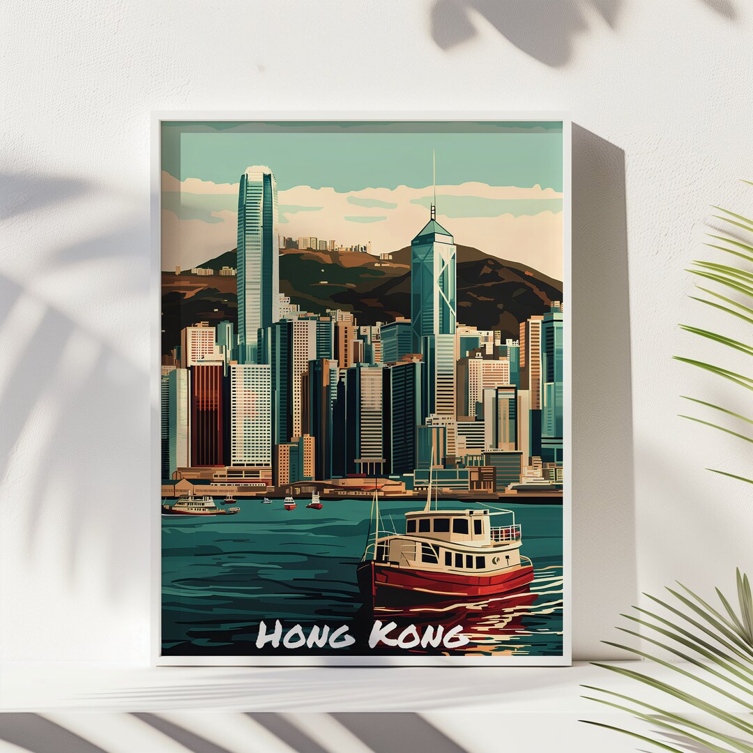 Vintage Hong Kong Skyline Print: Retro Travel Poster (digital Download ...