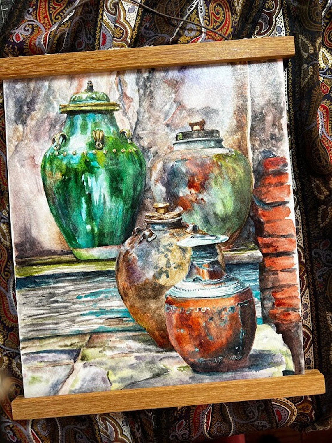 14x11 Earth-tones Rustic Bohemian Pots Painted With Mineral and ...