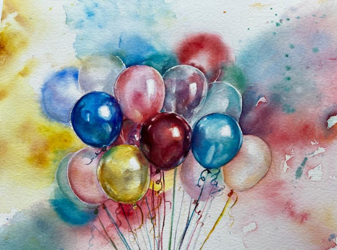 Glass Balloons - 11 3/4 X 15 3/4 Original Watercolor Painting of a ...