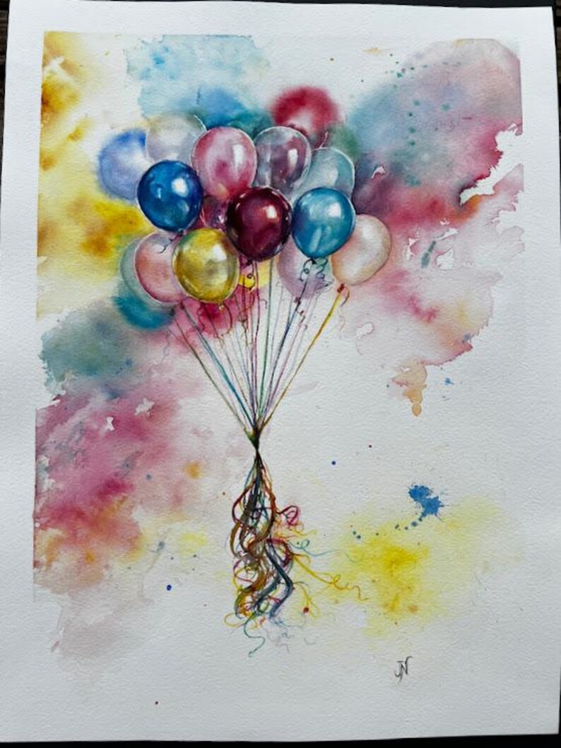 Glass Balloons - 11 3/4 X 15 3/4 Original Watercolor Painting of a ...