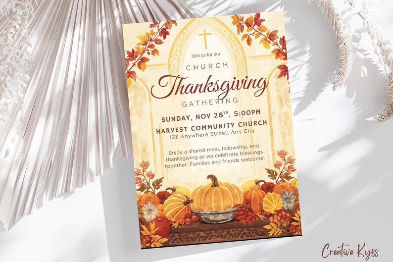 Church Thanksgiving Invitation Template, Community Thanksgiving Dinner ...