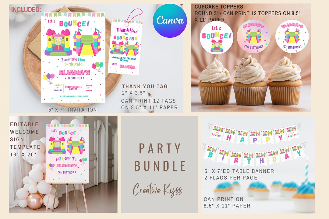 Bounce House Birthday Party Bundle Template, Bounce House Birthday ...