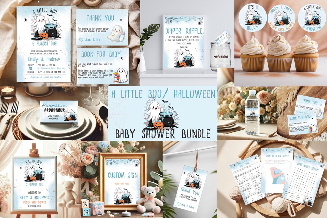 Halloween Baby Shower Bundle, A Little Boo Boy Baby Shower Bundle, A ...