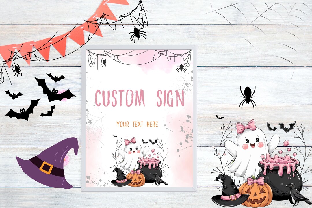 Halloween Baby Shower Custom Sign Template, A Little Boo Girl Baby ...