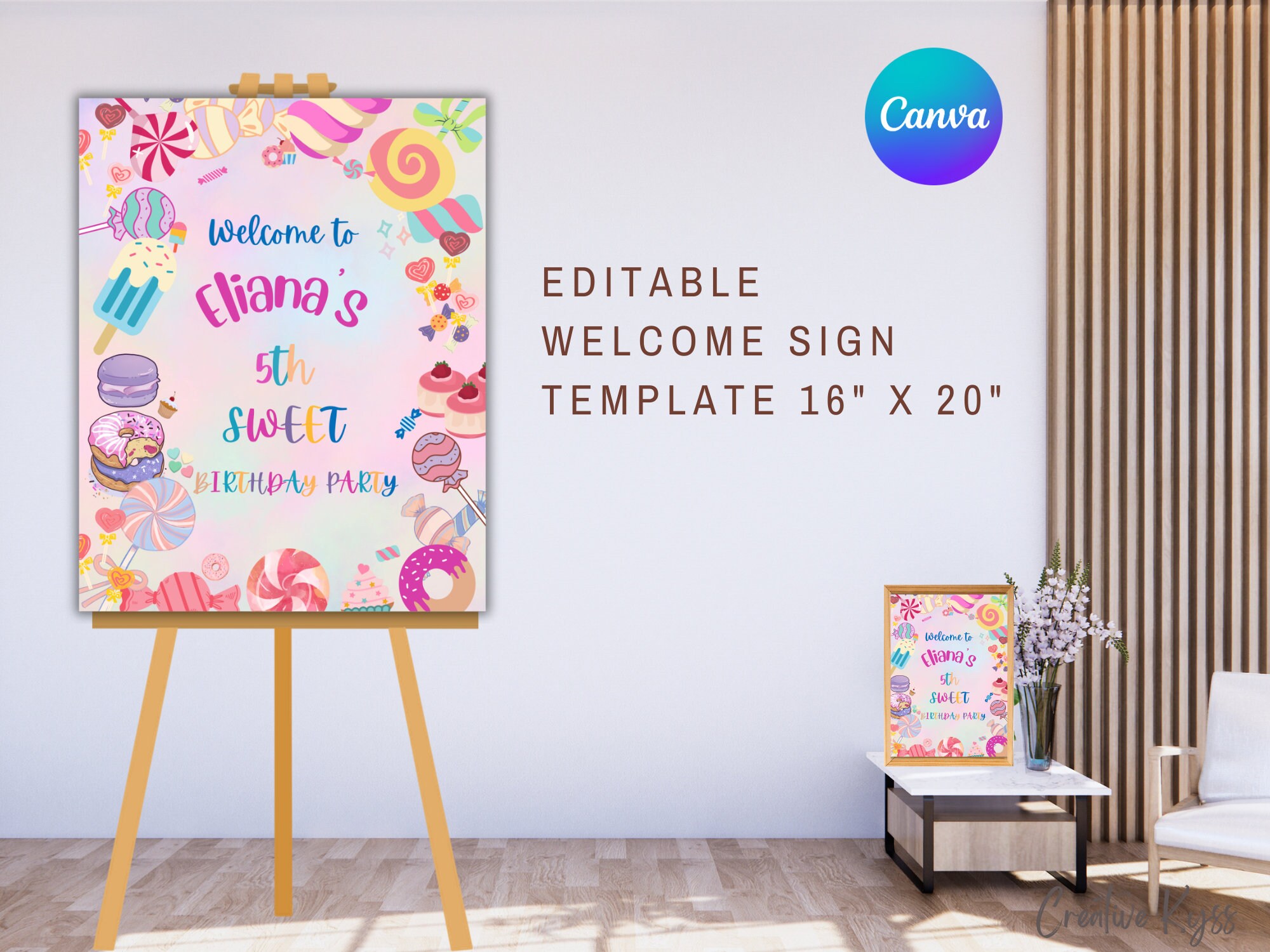 Editable Sweet Candy Land Welcome Sign, Sweets Welcome Sign Template ...
