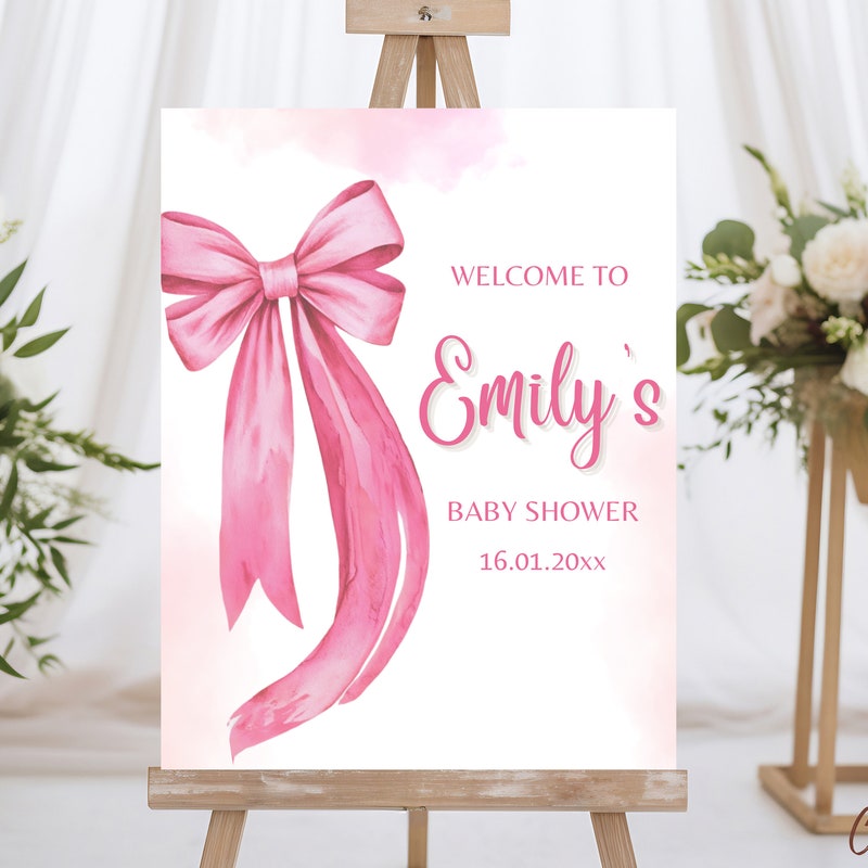 Pink Bow Baby Shower - Etsy