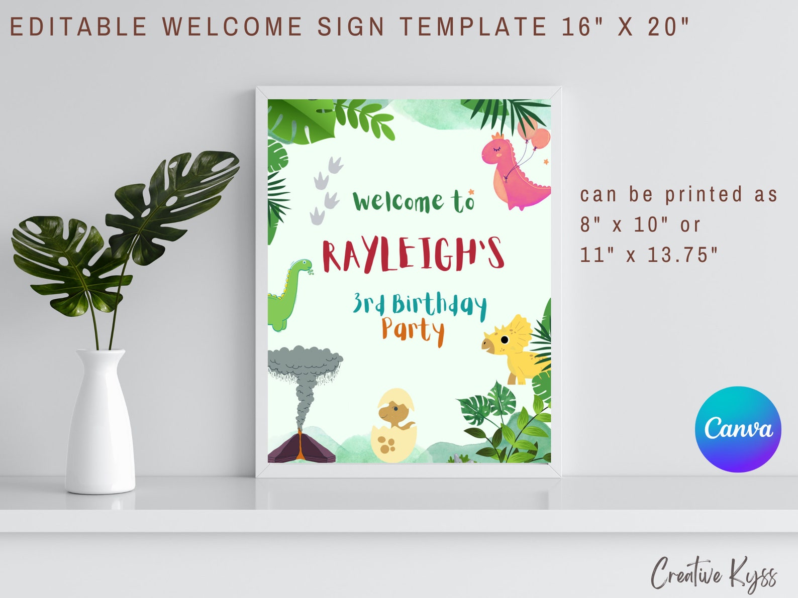 Dinosaur Theme Birthday Welcome Sign Template Dinosaur Welcome Sign ...