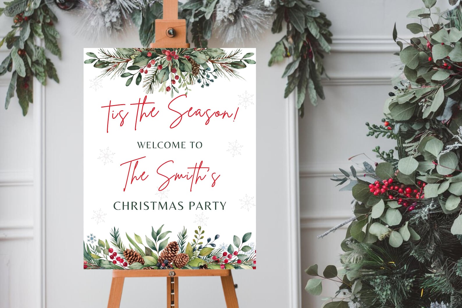Christmas Party Welcome Sign Template, Minimalist Holiday Party Welcome ...