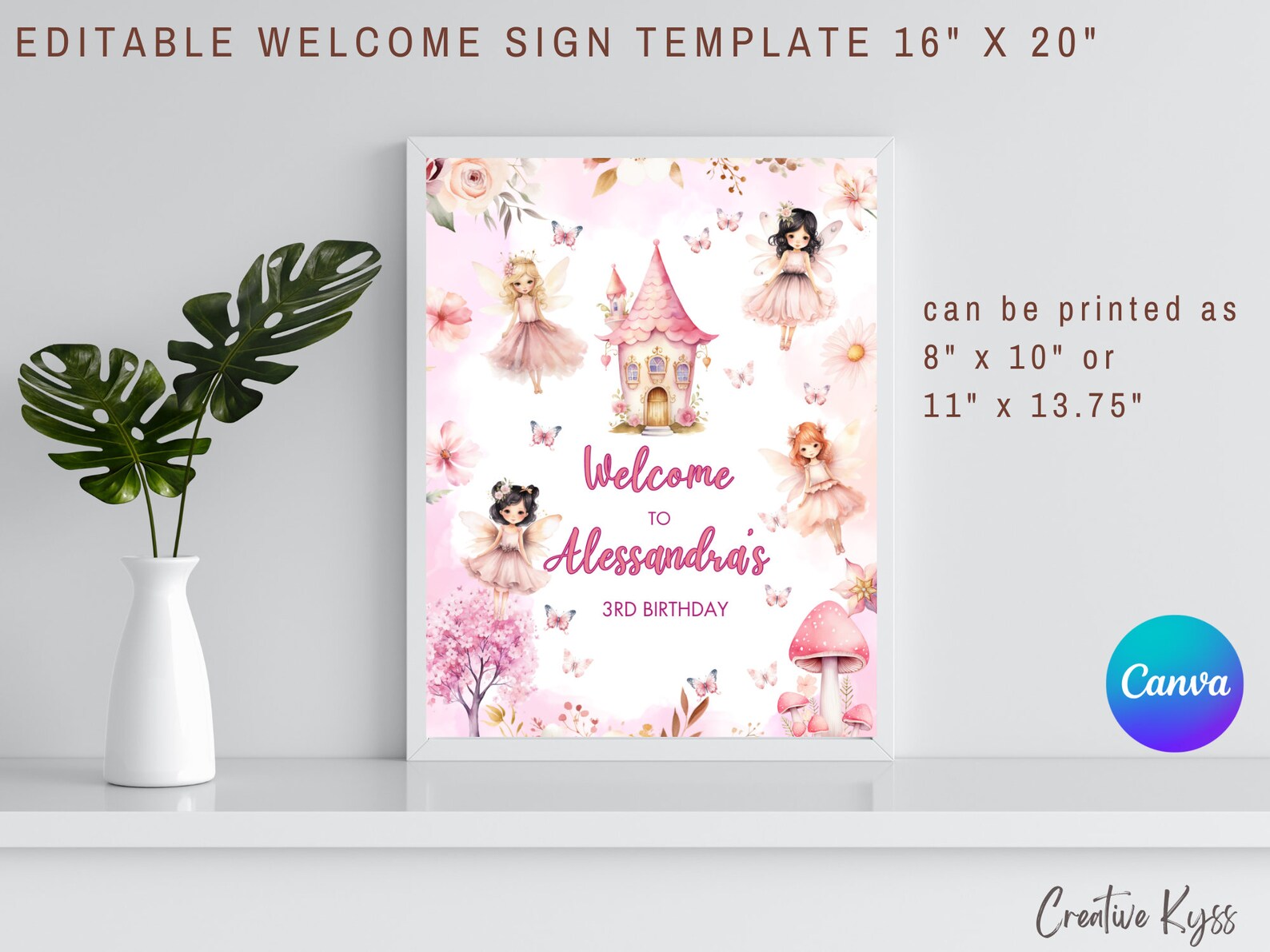 Editable Fairy Birthday Welcome Sign Template | Magical Fairy Tale ...