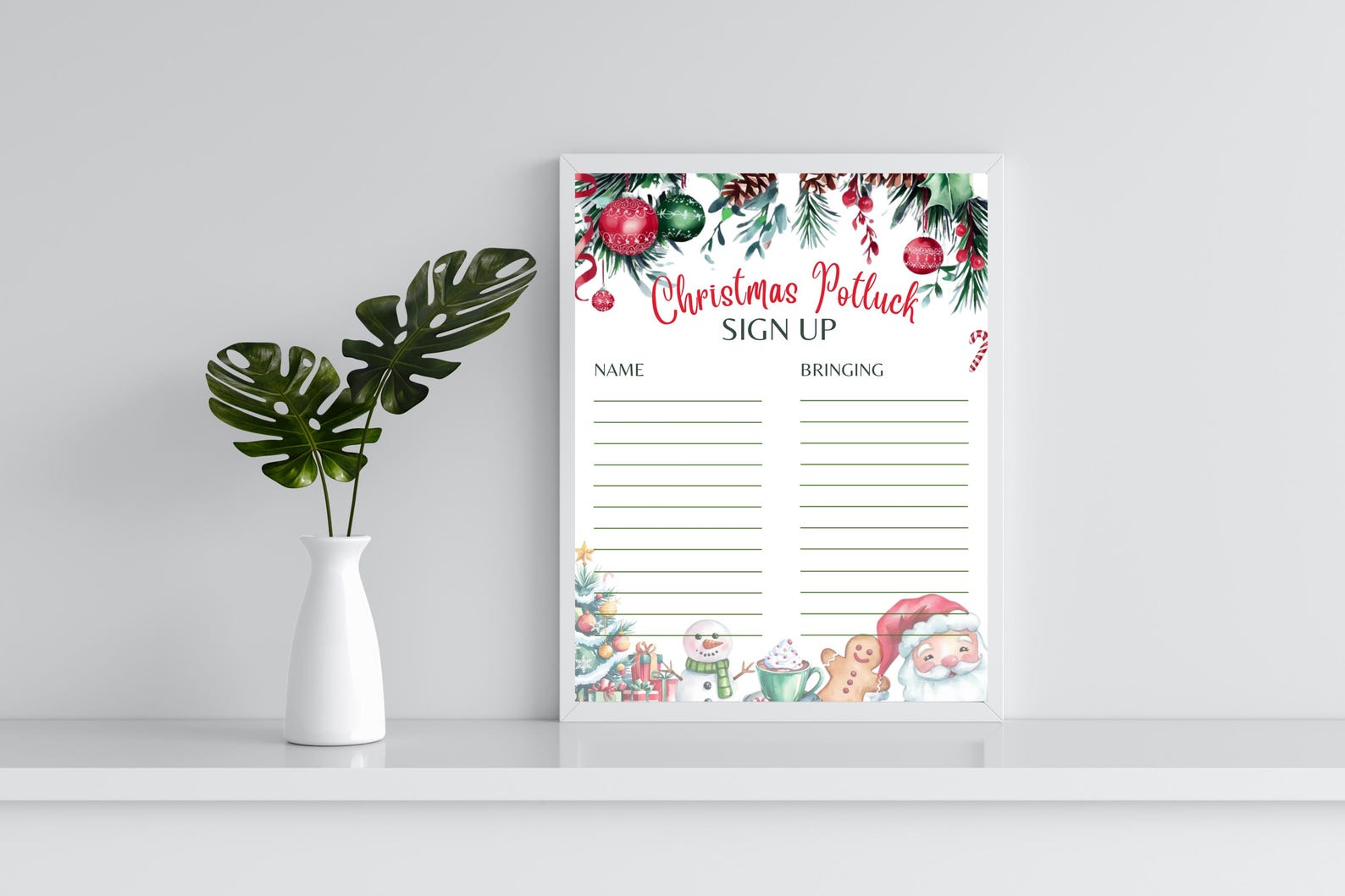 Christmas Potluck Sign up Sheet Template, Printable Christmas Potluck ...