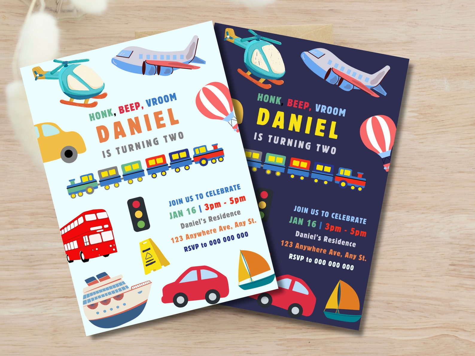 Transportation Birthday Invitation Template With Free Thank You Tag ...