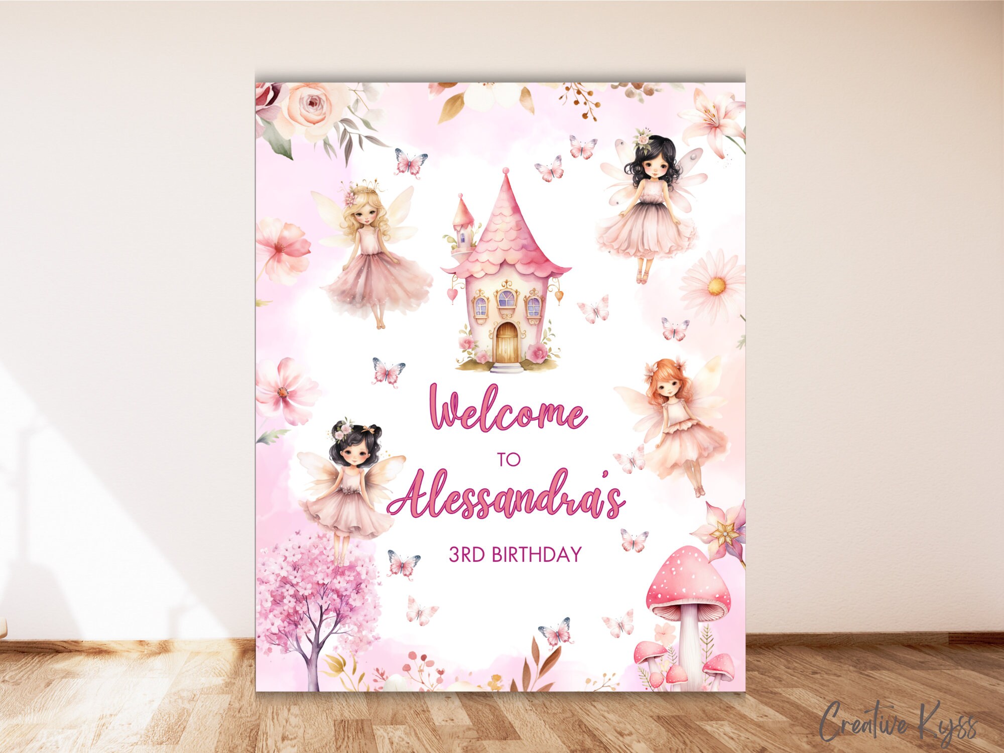 Editable Fairy Birthday Welcome Sign Template Magical Fairy Tale ...