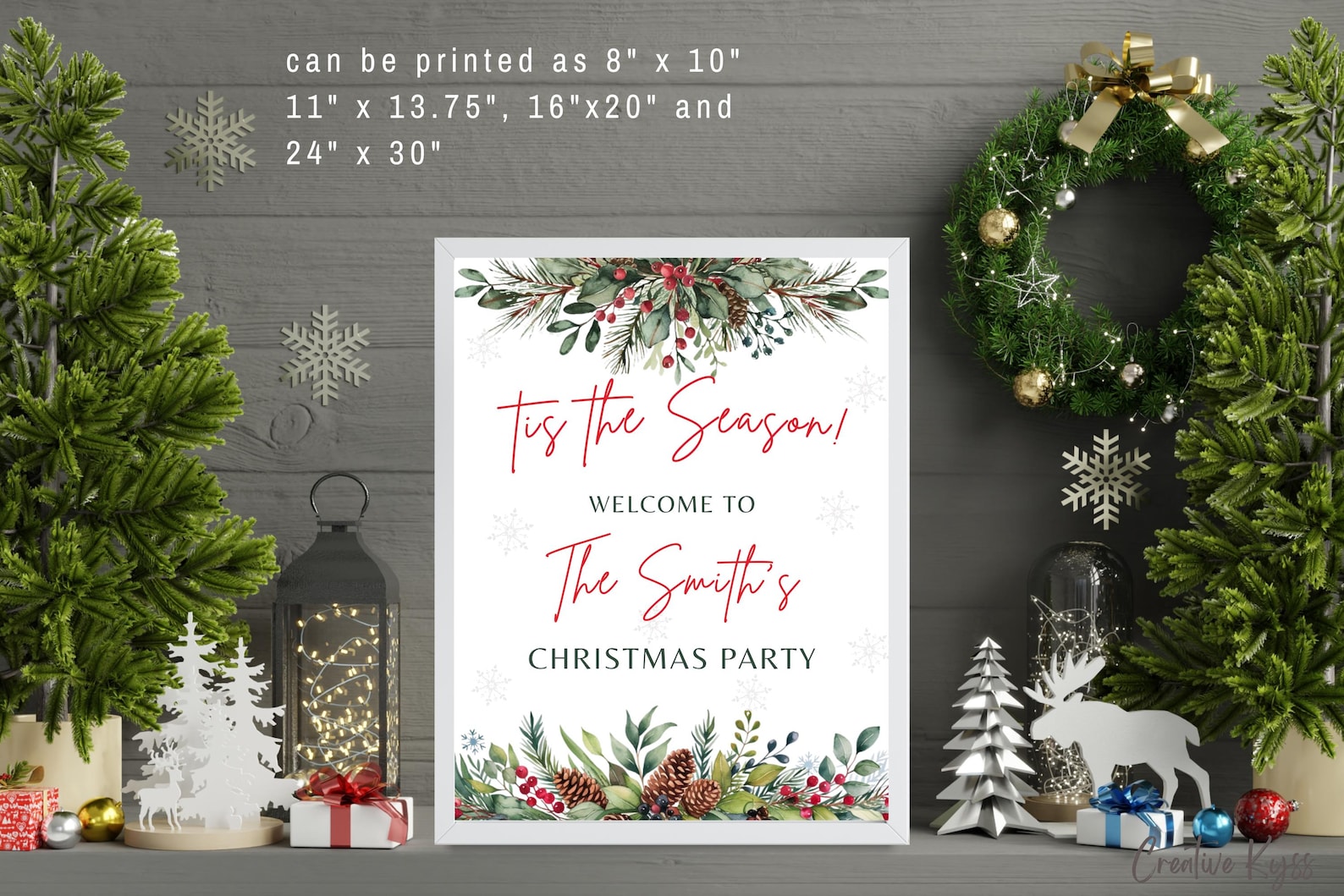 Christmas Party Welcome Sign Template, Minimalist Holiday Party Welcome ...