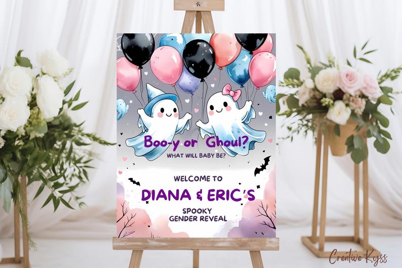 Halloween Gender Reveal Welcome Sign Template, Boo-y or Ghoul Gender ...