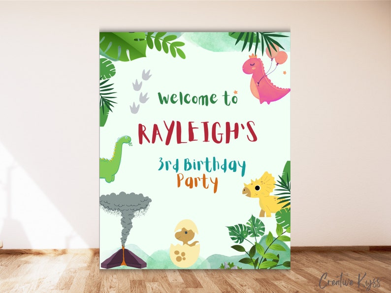 Dinosaur Theme Birthday Welcome Sign Template Dinosaur Welcome Sign ...