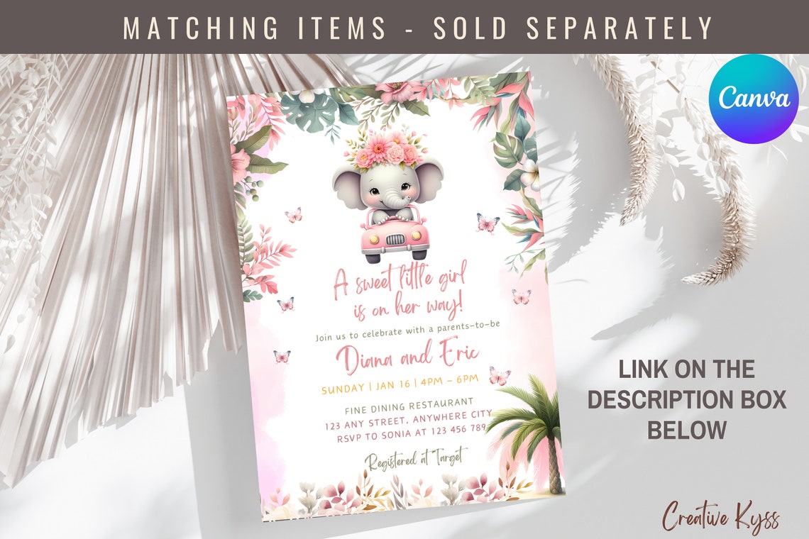 Editable Elephant Baby Shower Games Template, Baby Girl Elephant Games ...