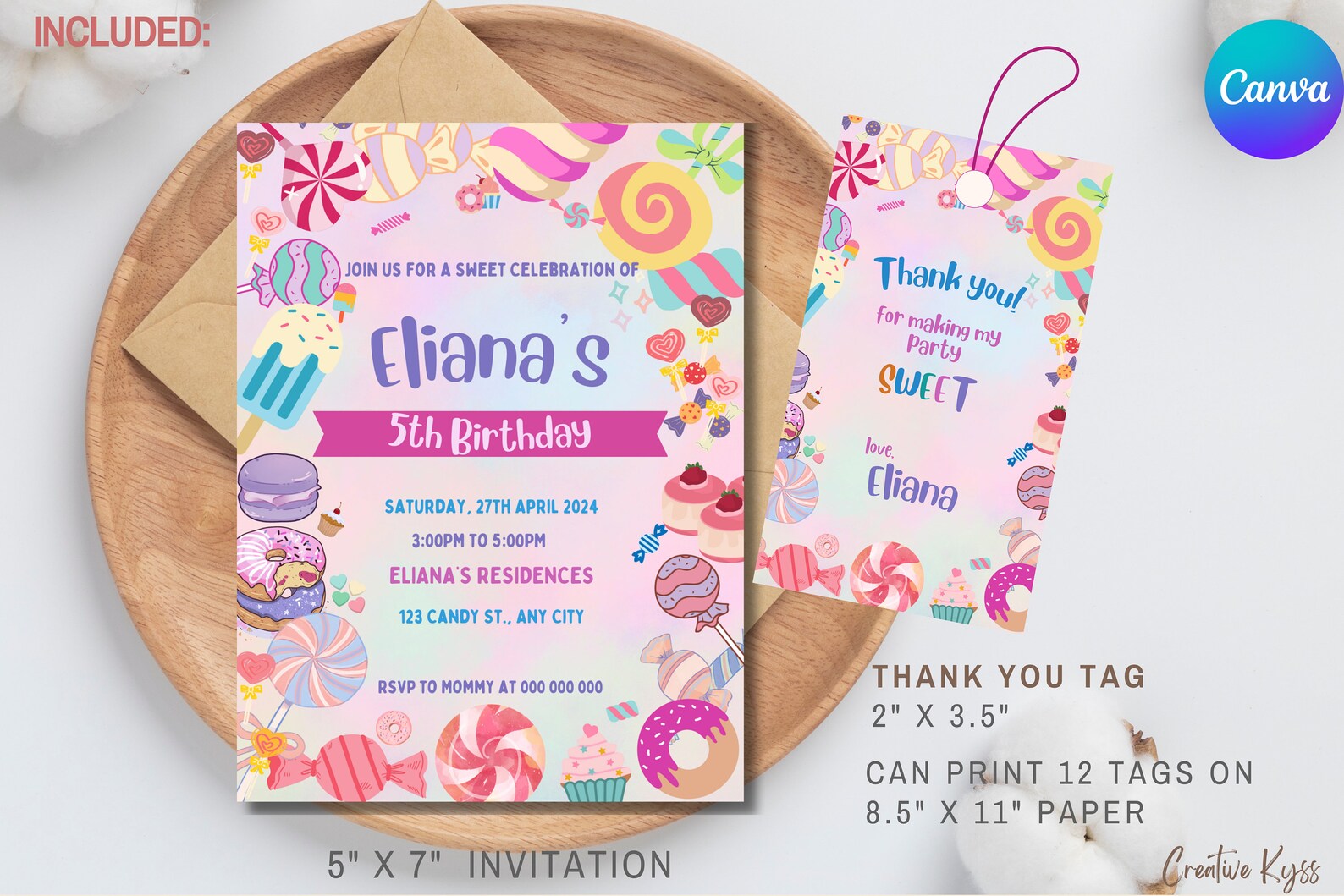 Candyland Theme Birthday Party Invitation Bundle Template | Candyland ...