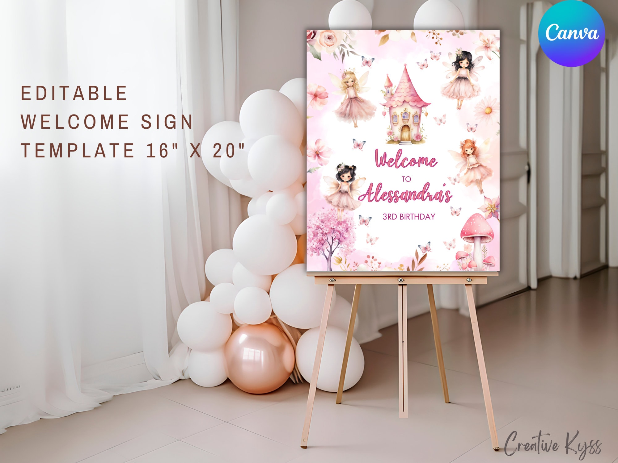 Editable Fairy Birthday Welcome Sign Template | Magical Fairy Tale ...